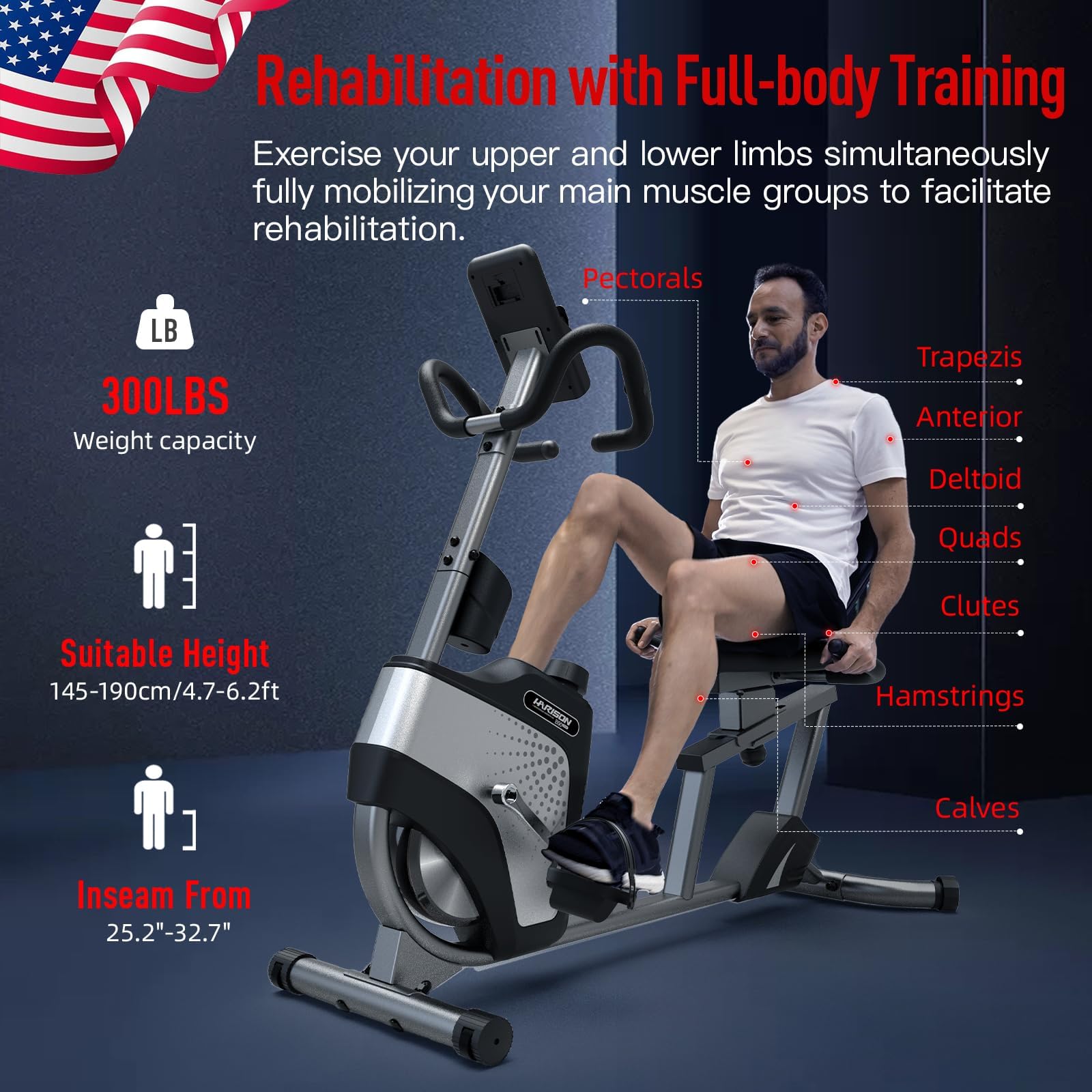 Snapklik.com : HARISON Magnetic Recumbent Exercise Bike