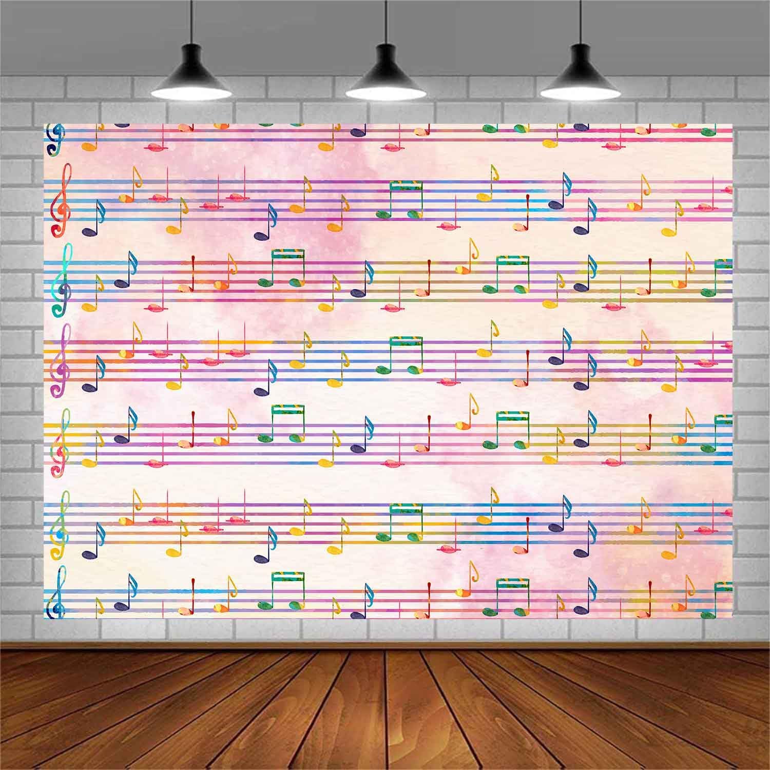 Amazon.com : EMTOBT 8x8FT Music Notes Backdrop Colourful Sheet Music ...