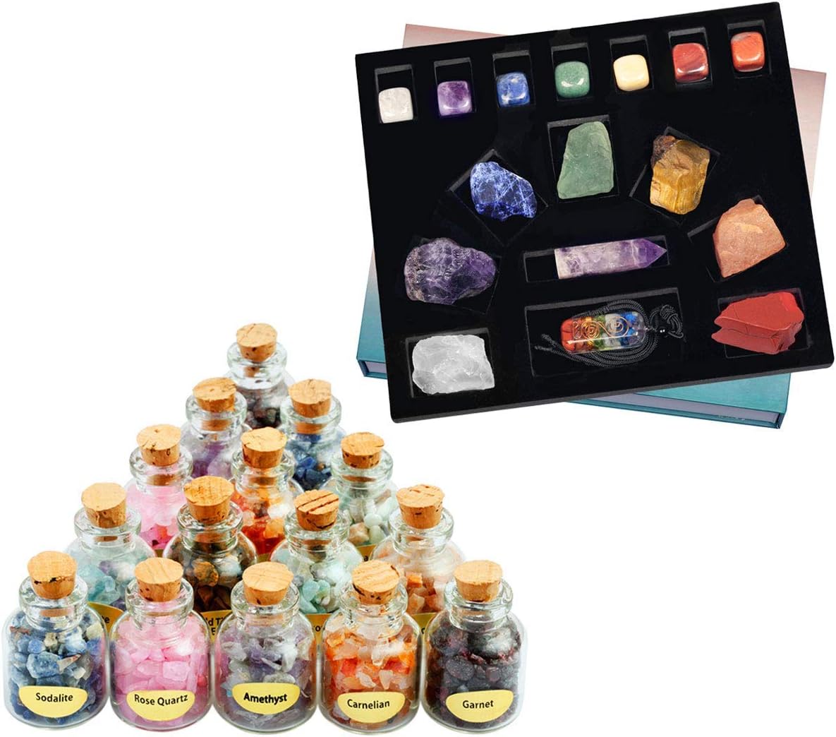 Amazon.com: SUNYIK Pack of 2 Healing Crystal Stone Kits, 9 Mini ...