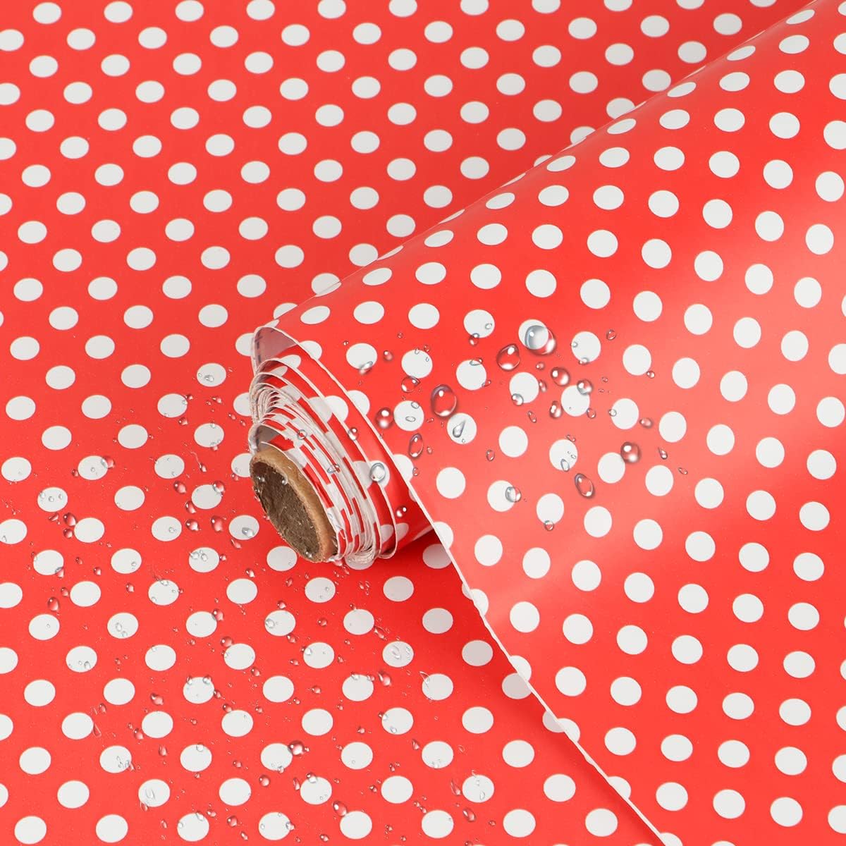 TAOHULIN Red and White Polka Dot Contact Paper 17.7" x 196" Peel and ...