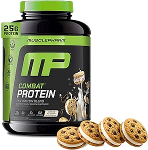 MusclePharm Combat Protein Powder, Cookies ‘N’ Cream Flavor, Fuels ...