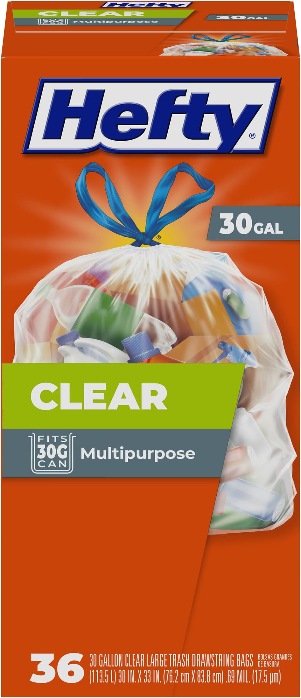 Amazon.com: Hefty Clear Trash Bags, Clear, 30 Gallon, 36 Count