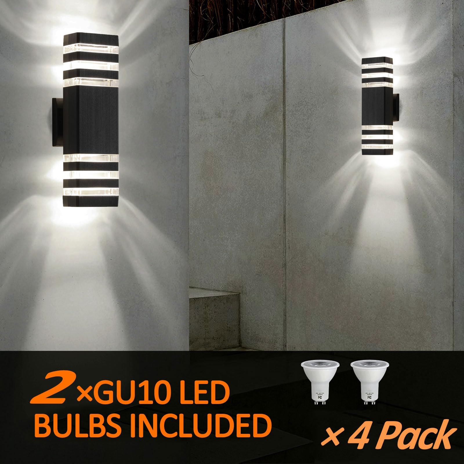tewei 4 Pack Outdoor Wall Lights, Modern Exterior Light Fixture Wall ...