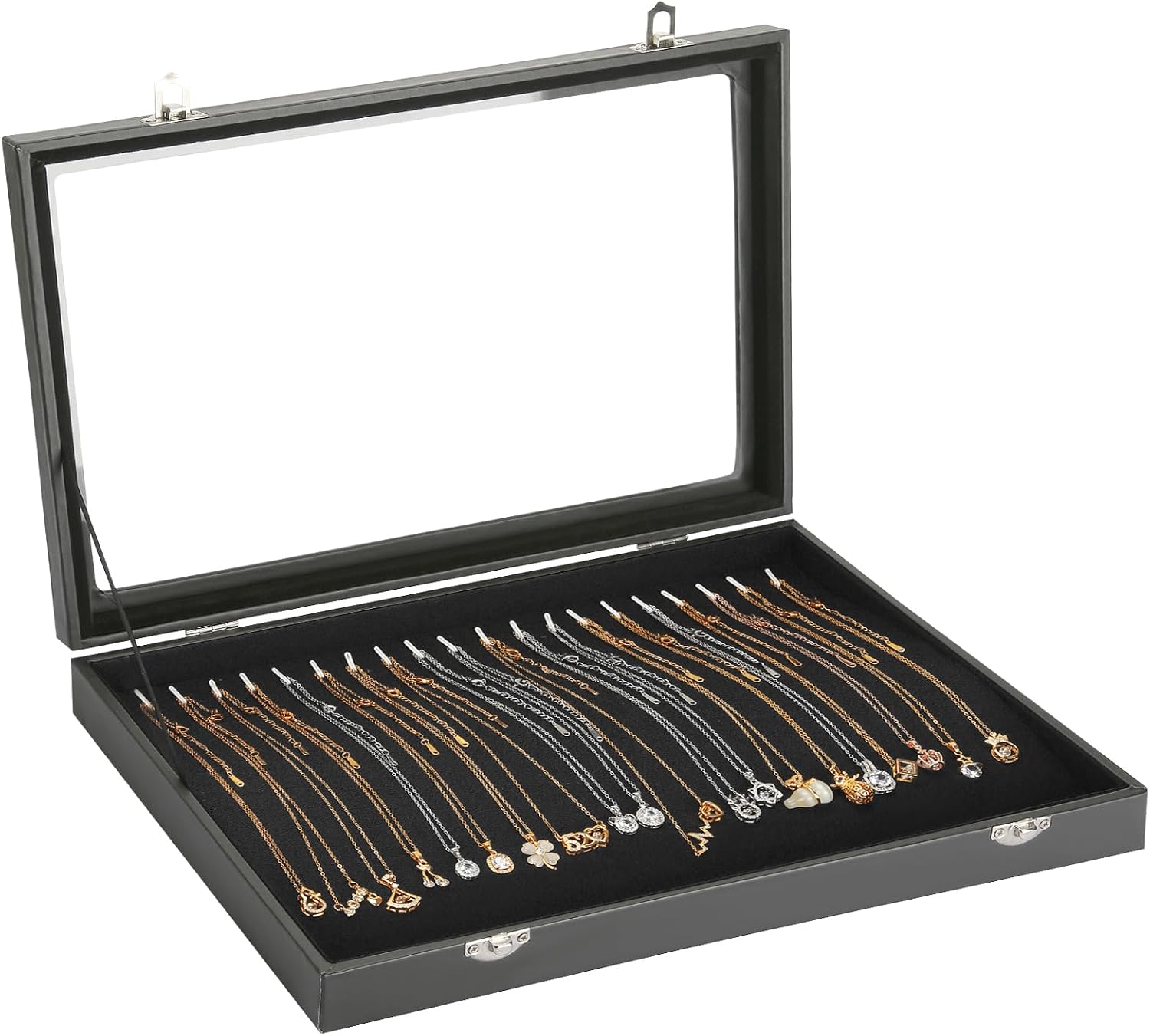 Amazon.com: KUKUVR Necklace Organizer Box, 20 Hooks Jewelry Pendant ...