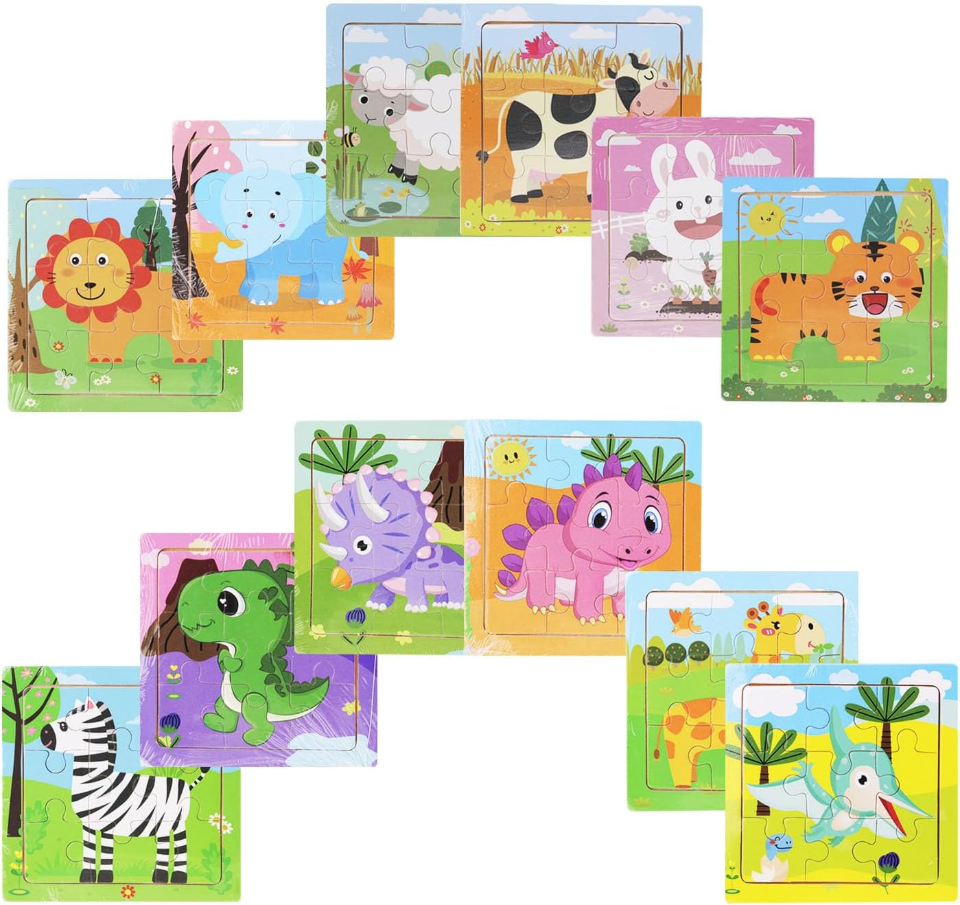 Amazon.com: LYLSDUKPZ 12 Pack Mini Wooden Animal Jigsaw Puzzles for ...
