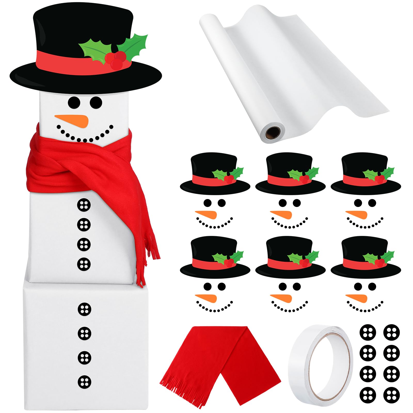 Amazon.com: Janlaugh 30" x 100 ft Snowman Wrapping Paper Set Christmas ...