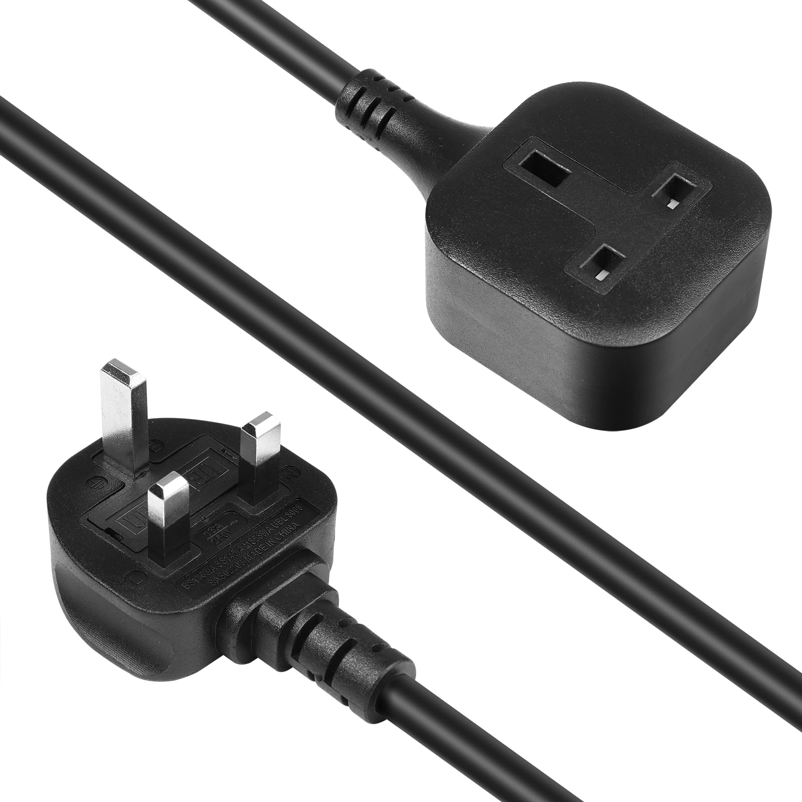 Power Extension Lead,Eli-time 1 Way Extension Cord with UK 3 Pin Plug ...