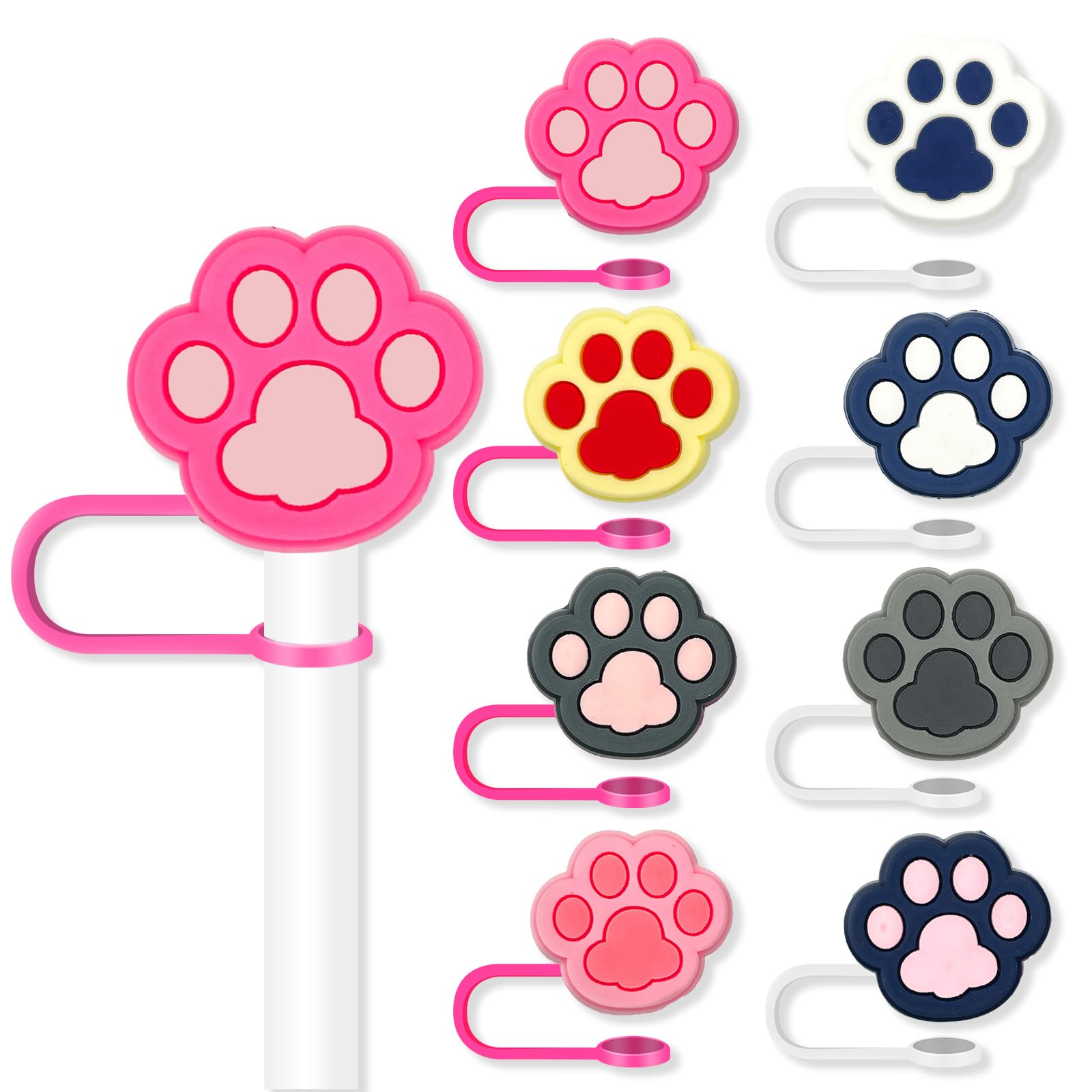 Amazon.com: 8Pcs Cat Claw Straw Covers Cap for Tumblers Stanley Cup ...