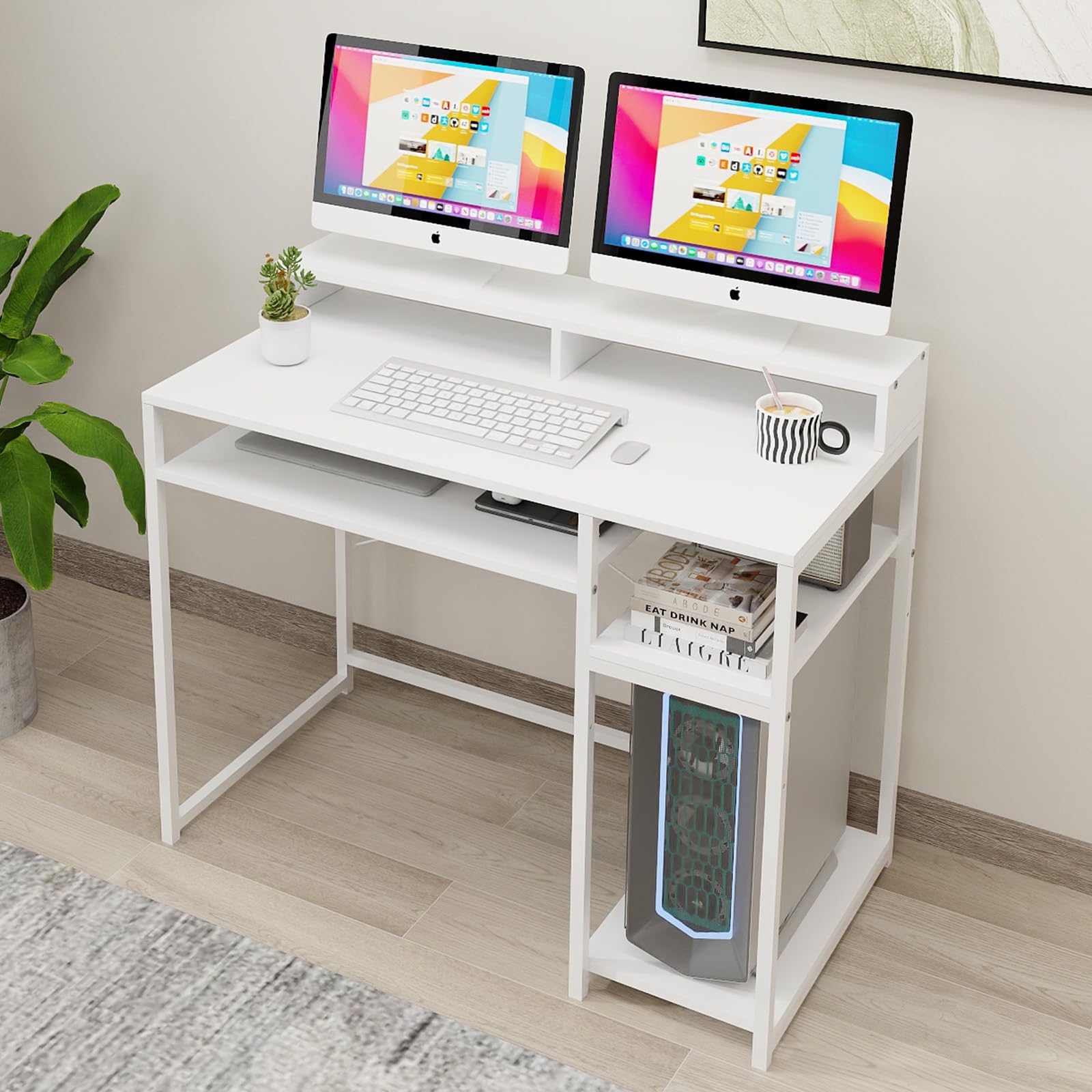 Amazon.com: Natwind 39" White Desk Home Office Computer Desk ...