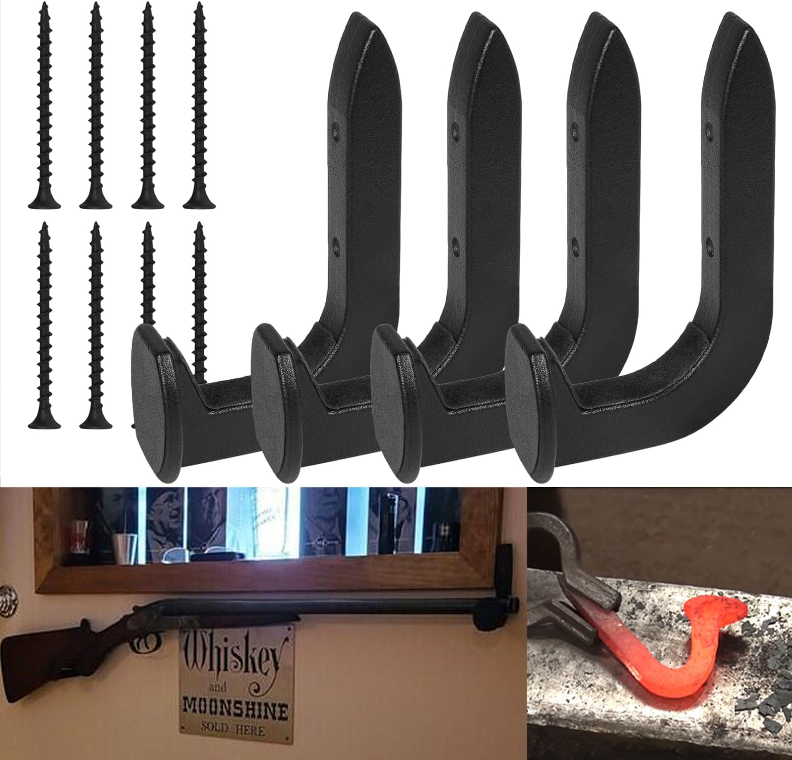 Amazon.com: GOMADEIT 4 Pack Railroad Spike Rack Gun Hook Wall Mount ...