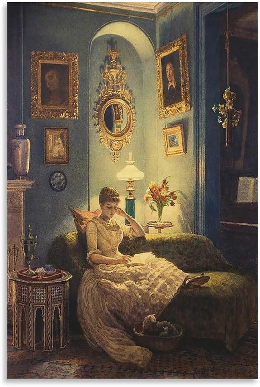 Amazon.com: Victorian Art Poster Vintage Posters Woman Reading Quietly ...