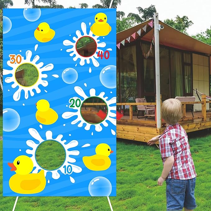 Amazon.com: Cartoon Little Yellow Duck Toss Games Banner Backdrop ...