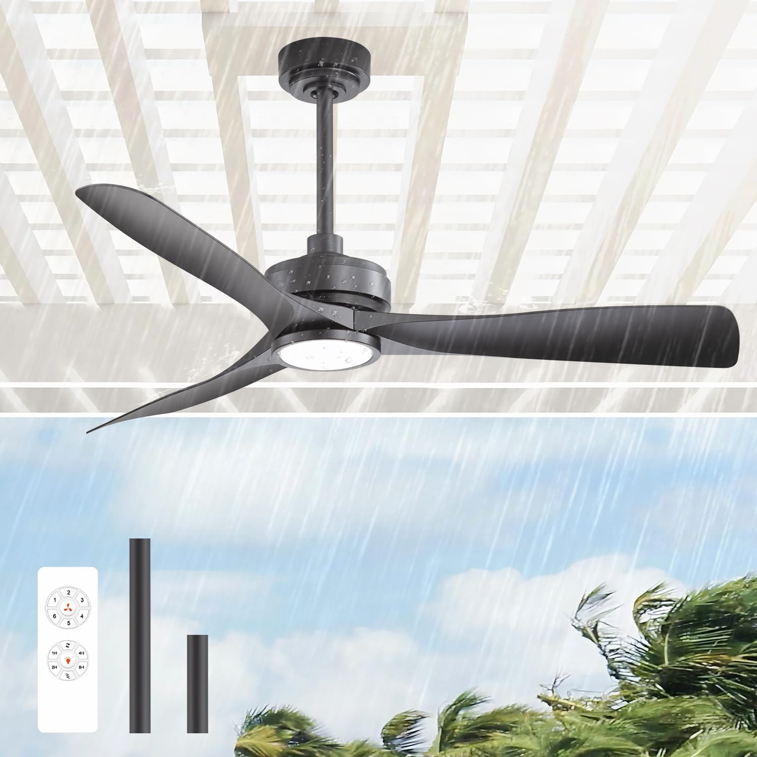 Amazon.com: Breezary 52 Inch Outdoor Ceiling Fan with Light ...
