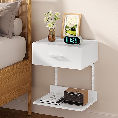 Amazon.com: Asgolion Floating Nightstand with Drawer, Modern Wall ...