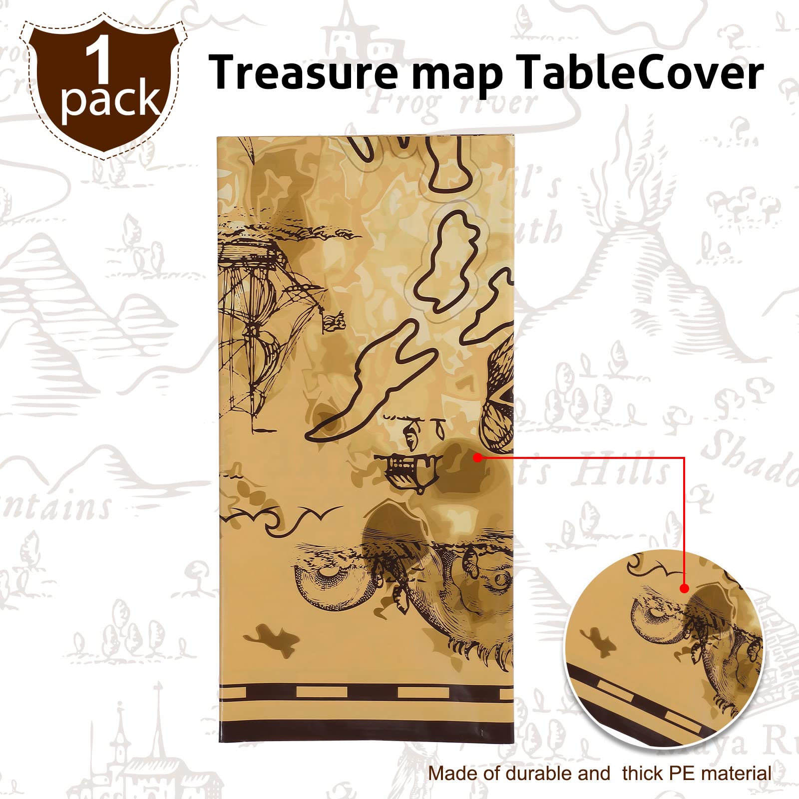 Snapklik.com : Irenare Pirate Party Tablecloth Treasure Map Tablecover ...