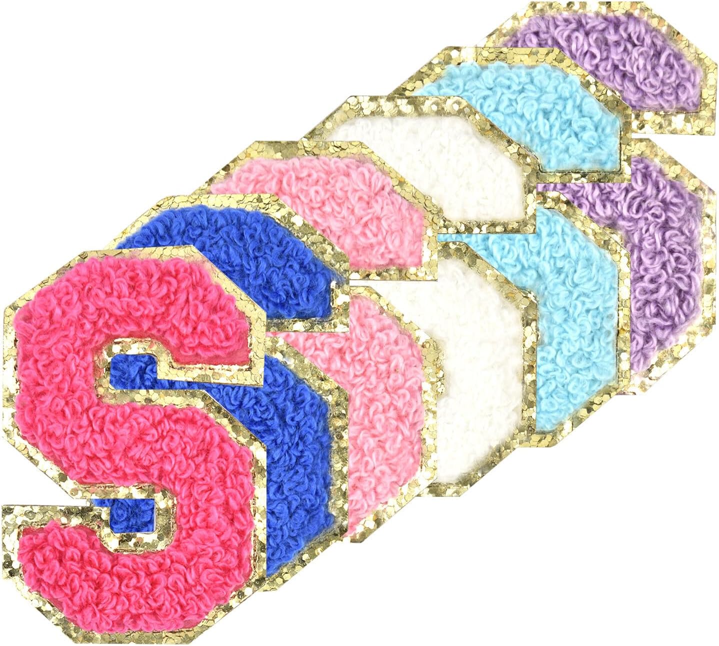 Amazon.com: 6Pcs Self Adhesive Chenille Letter Patches Iron on Varsity ...