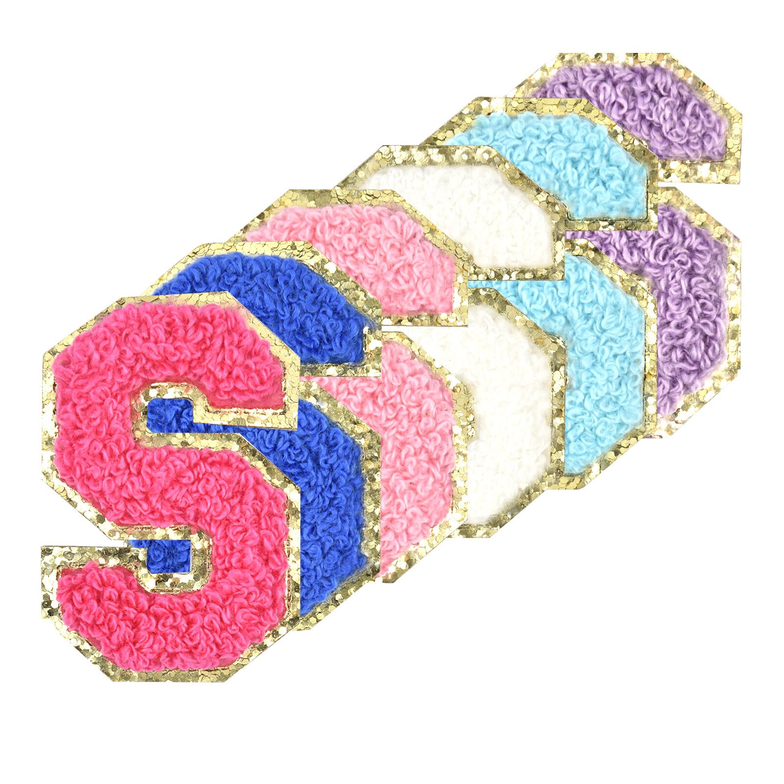 Amazon.com: 6Pcs Self Adhesive Chenille Letter Patches Iron on Varsity ...