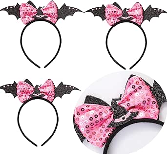 Amazon.com: 4 Pack Pink Halloween Bat Headband for Girls Halloween Bat ...