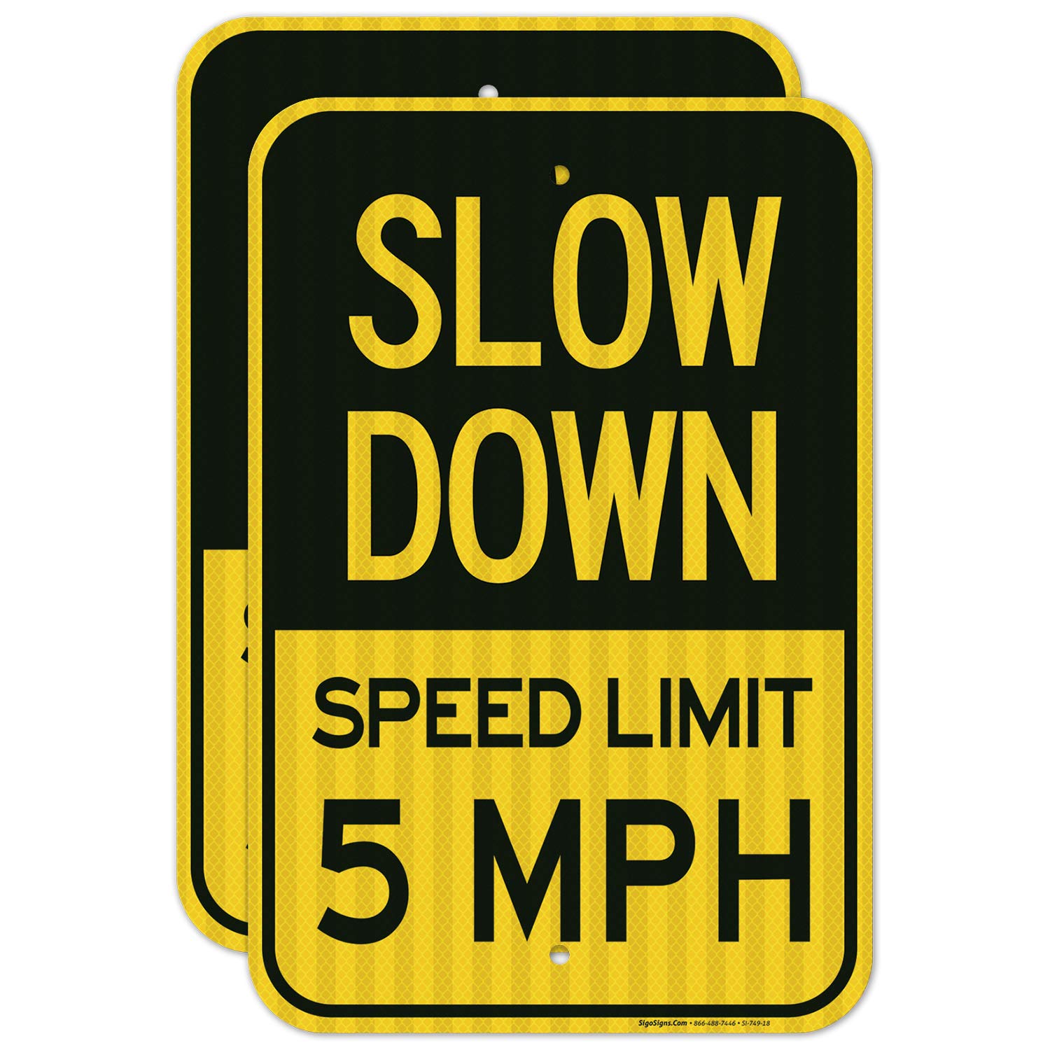 Amazon.com: Sigo Signs, Slow Down Sign - (2 Pack) - Speed Limit 5 MPH ...
