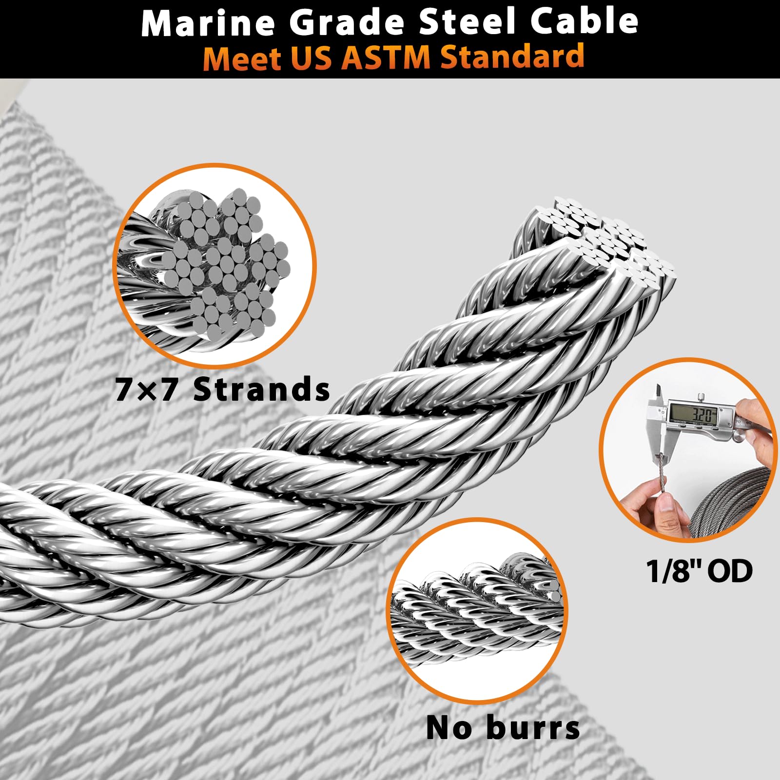 Snapklik.com : Stainless Steel Cable For Railing DIY, 600FT 1/8" Wire ...