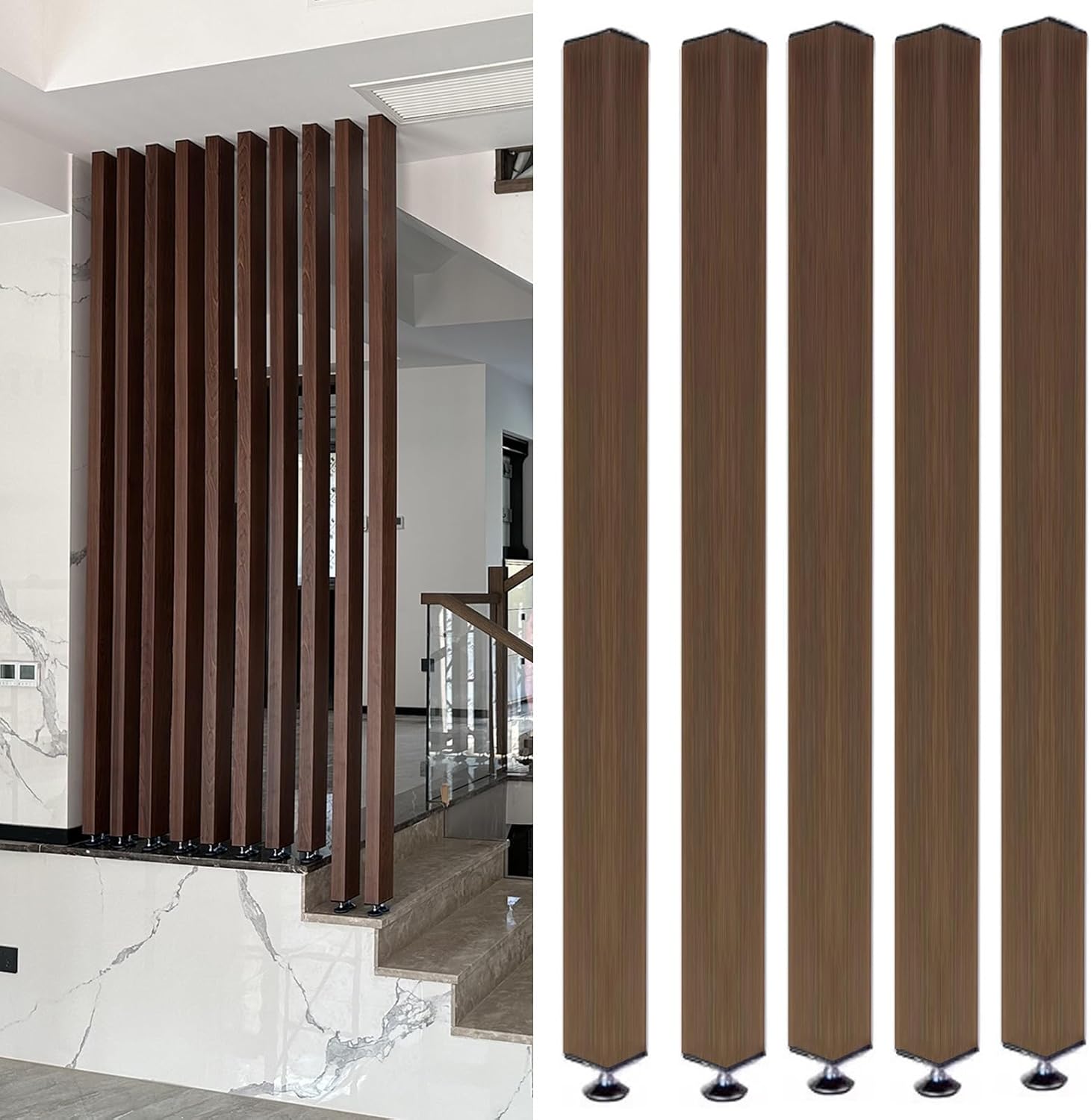 Amazon.com - Hallway Stairs Floor to Ceiling Wood Slat Room Divider ...