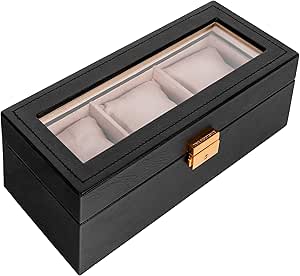 Amazon.com: Time Resistance Leather Watch Box – 3-Slot Luxury Organizer ...