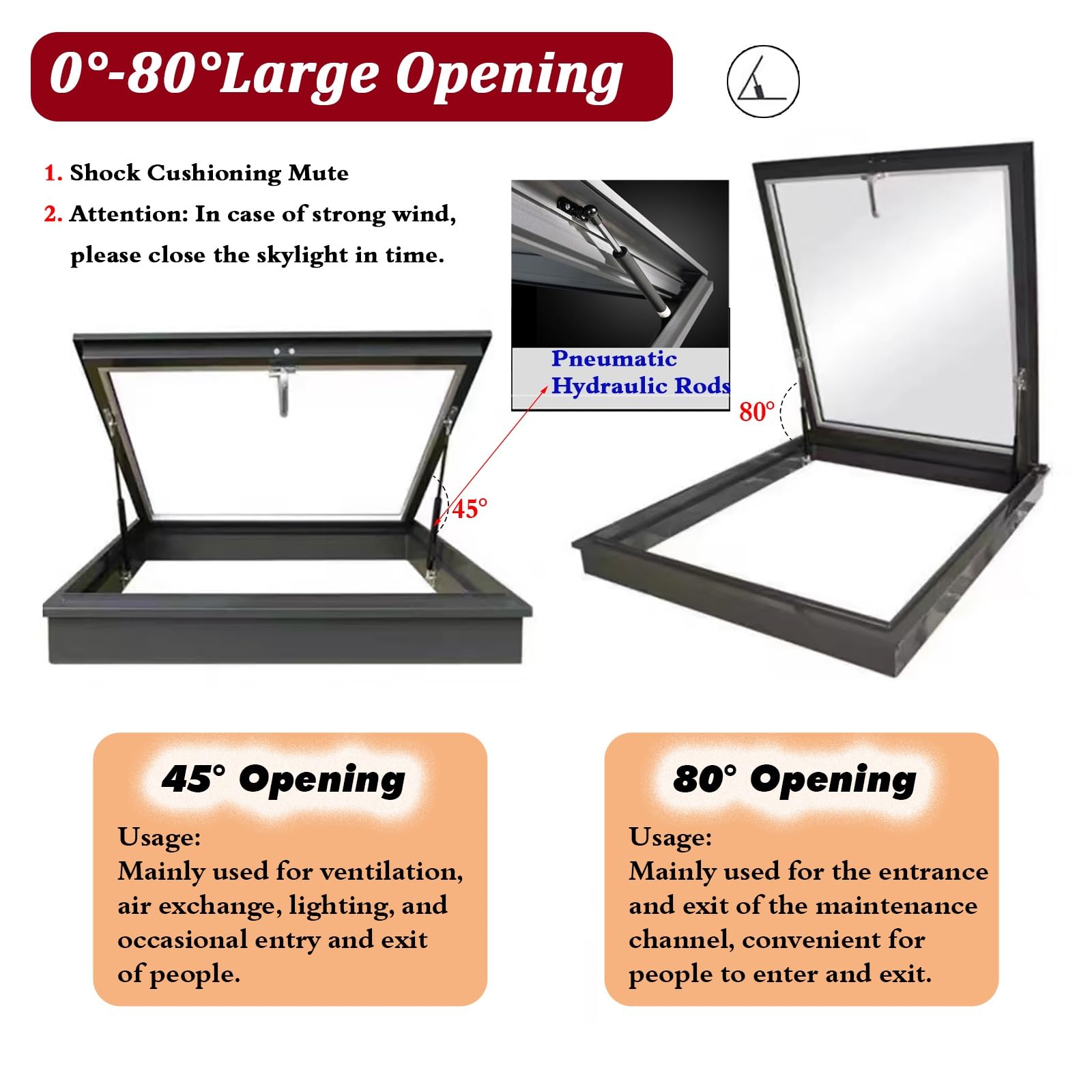 Roof Skylight Heavy Duty Transparent Sky Light Windows For Roof, Manual ...