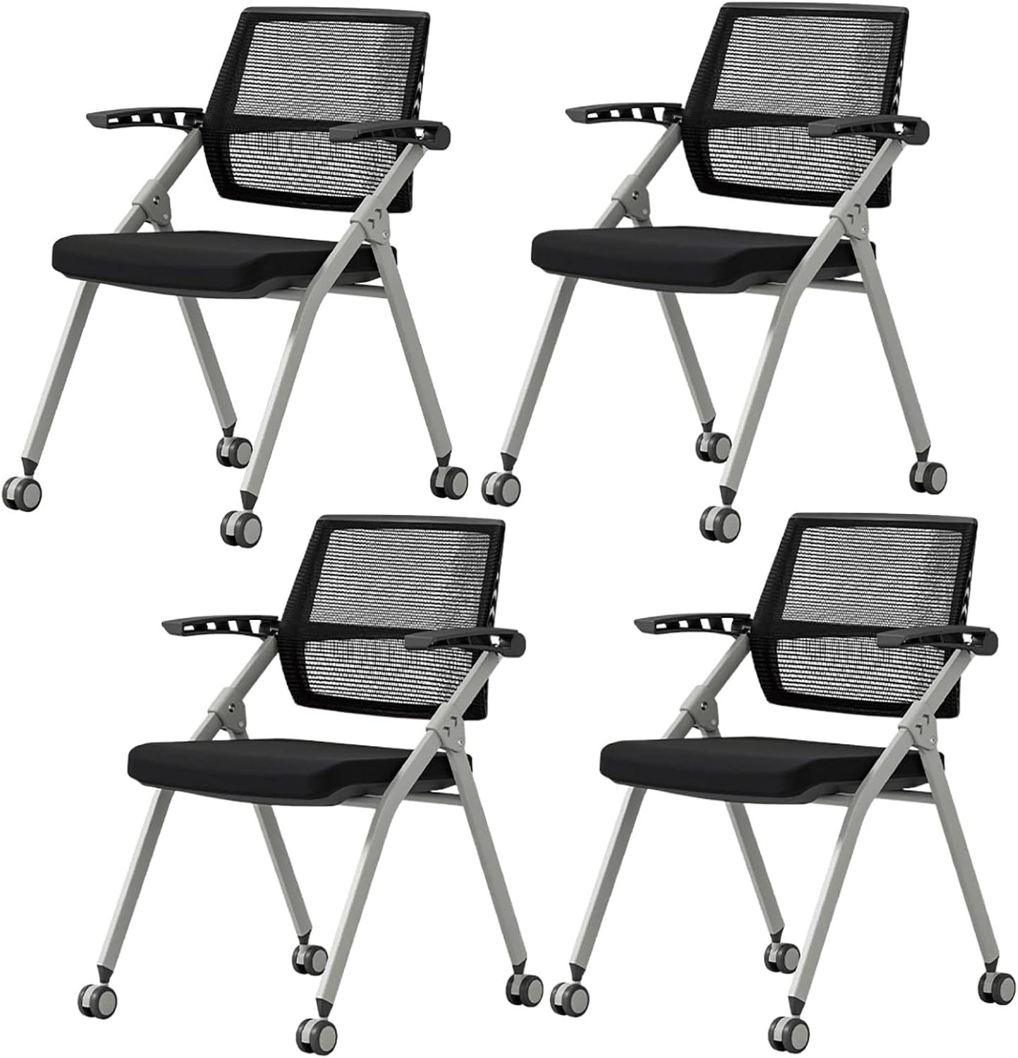 Amazon.com: QQXX Comfortable Folding Office Chair with Wheels,Ergonomic ...