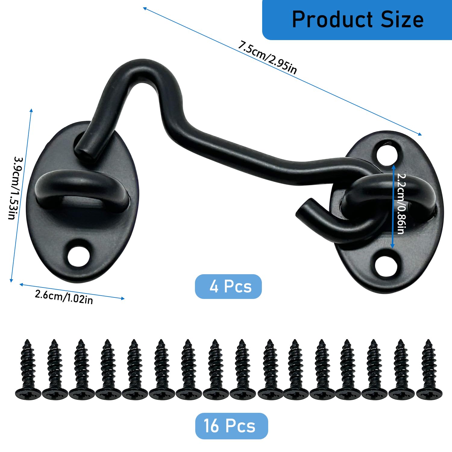 Snapklik.com : CUKAYO 4 Pack 3" Hook And Eye Gate Latch, Stainless ...