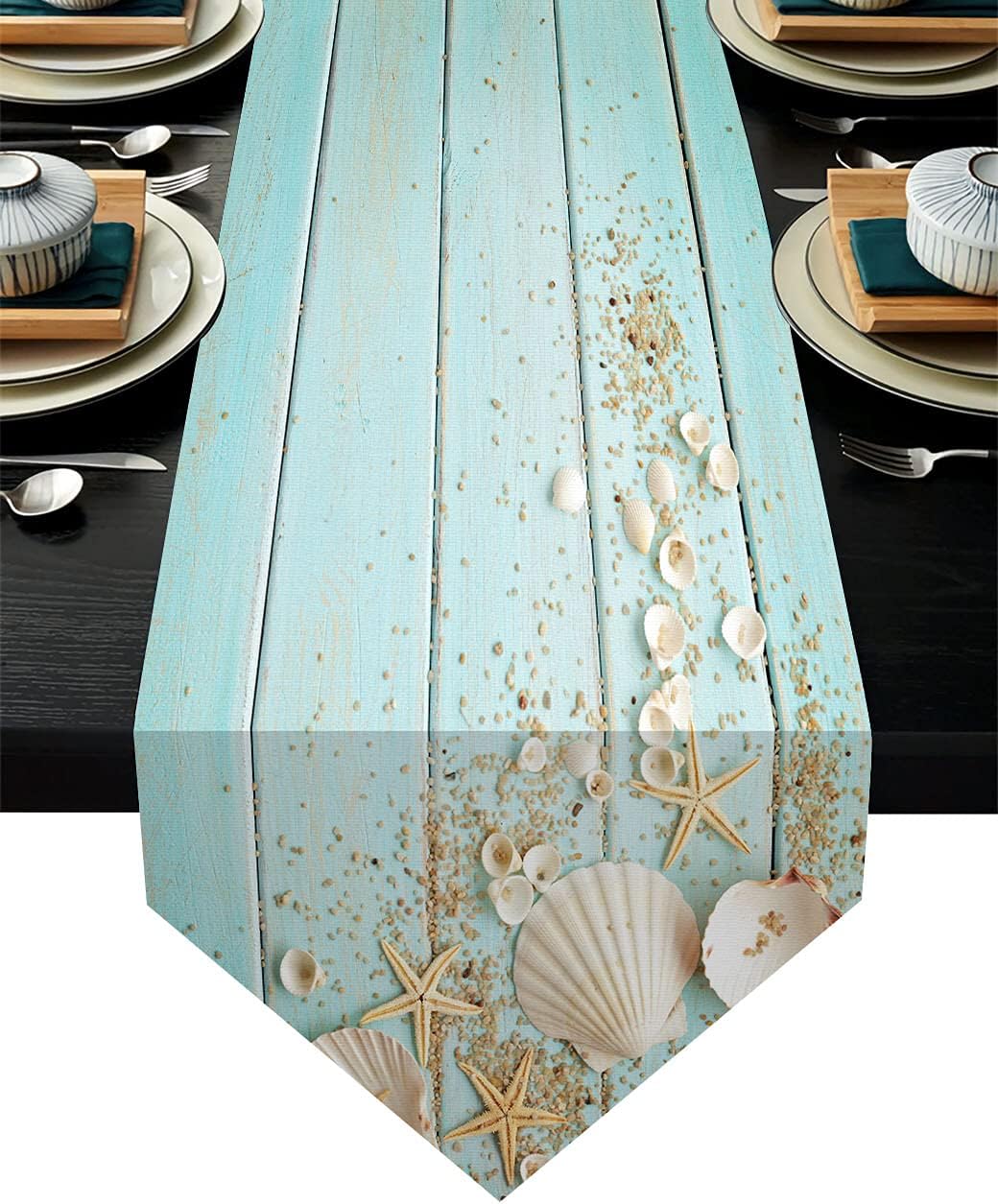 Amazon.com: Kawani Starfish Seashell Ocean Beach Table Runner 13x70 ...