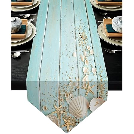 Amazon.com: Kawani Starfish Seashell Ocean Beach Table Runner 13x70 ...