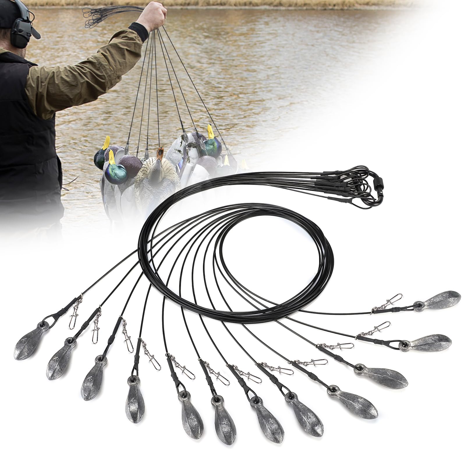 Snapklik.com : 48in 4oz Duck Decoys Weights - Anti-Tangle Steel Cable ...