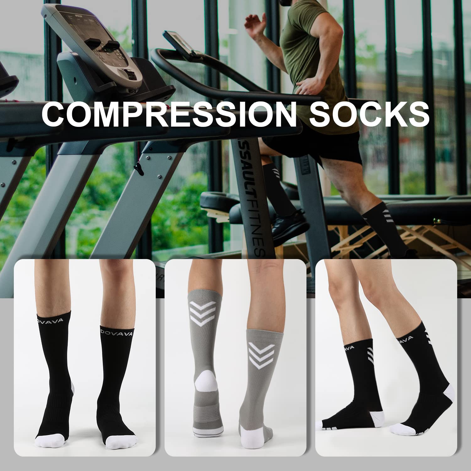 Snapklik.com : DOVAVA Dri-tech Compression Crew Socks 15-20mmHg