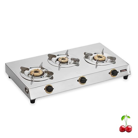 RICH FLAME Gas Stove 3 Burners | ISI Certified | Gas Chulha, Brass ...