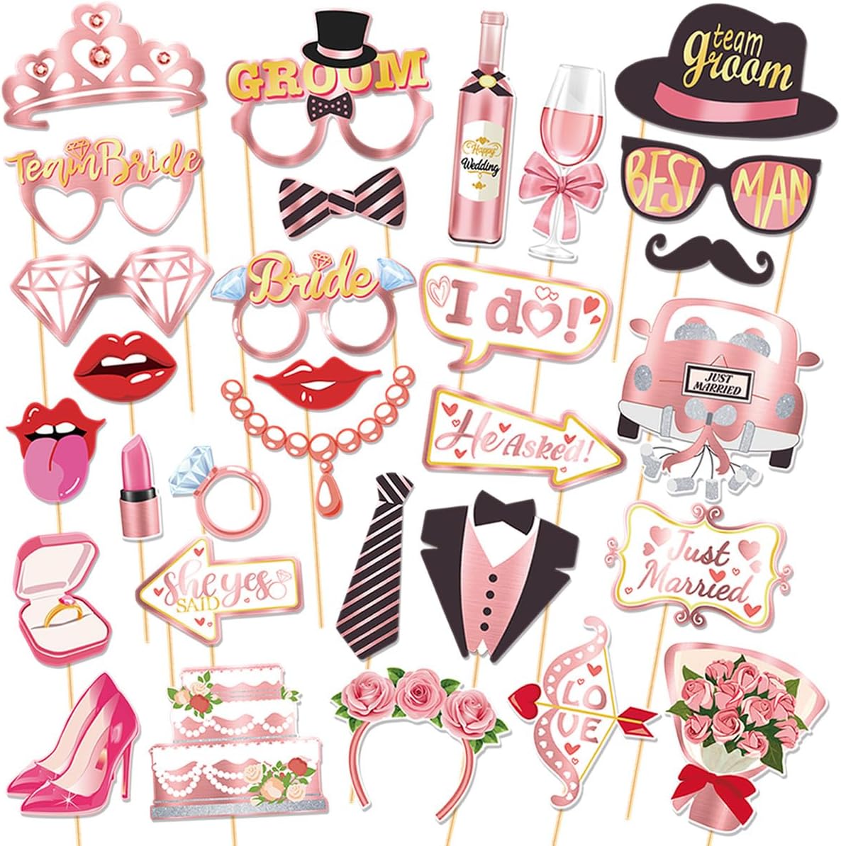 Amazon.com: Wedding Photo Booth Props, Tumwisk 30PCS Bachelorette Party ...