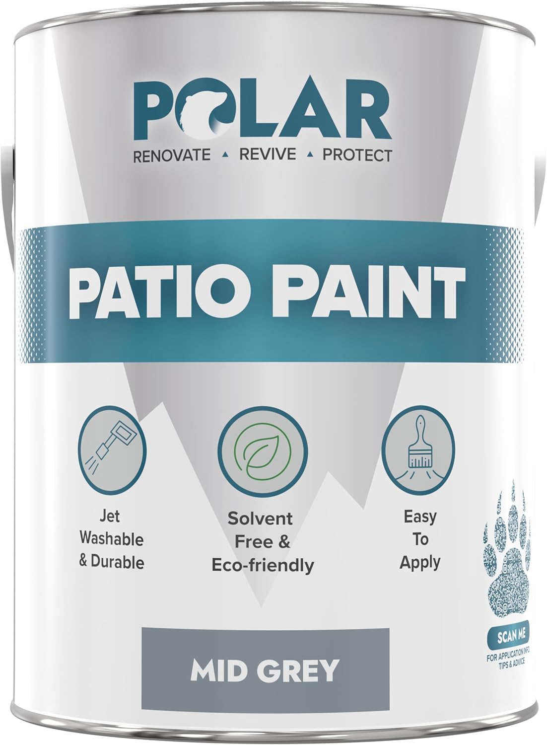 Polar Patio Paint Mid Grey RAL 7047-5 Litres - Outdoor Floor Paint for ...