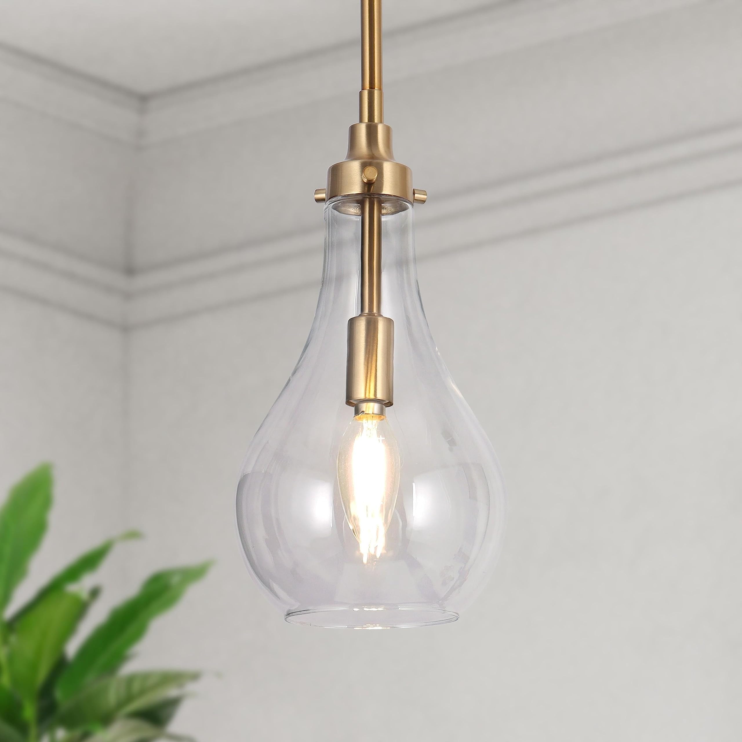 KSANA Gold Pendant Lights Kitchen Island, 1-Light Brass Kitchen Pendant ...