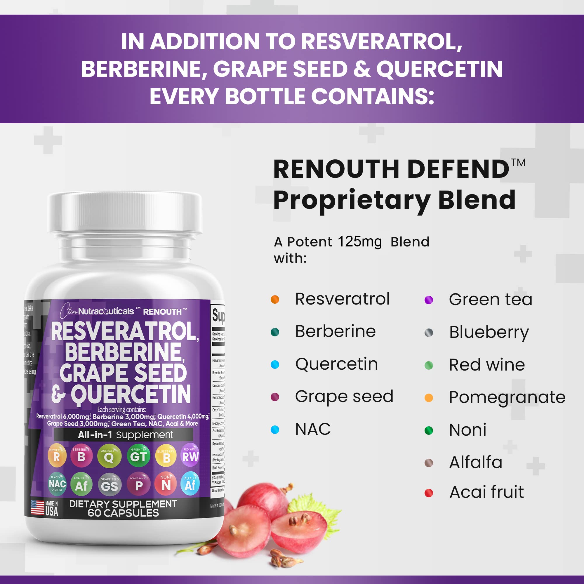 Snapklik.com : Resveratrol 6000mg Berberine 3000mg Grape Seed Extract ...