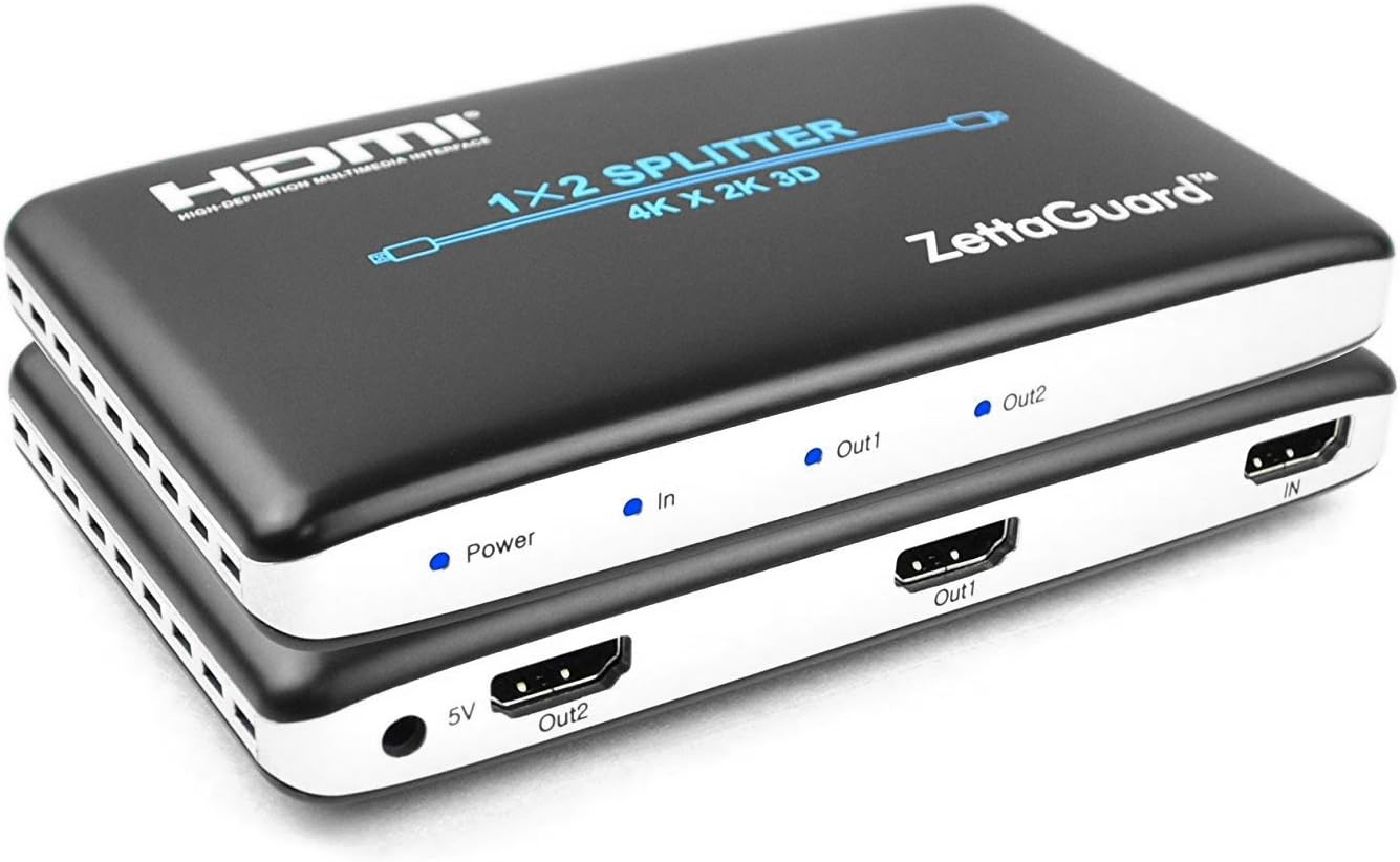 ZettaGuard 4K 1x2 HDMI Splitter 1 In 2 Out Digital 1 x 2 Splitters with ...
