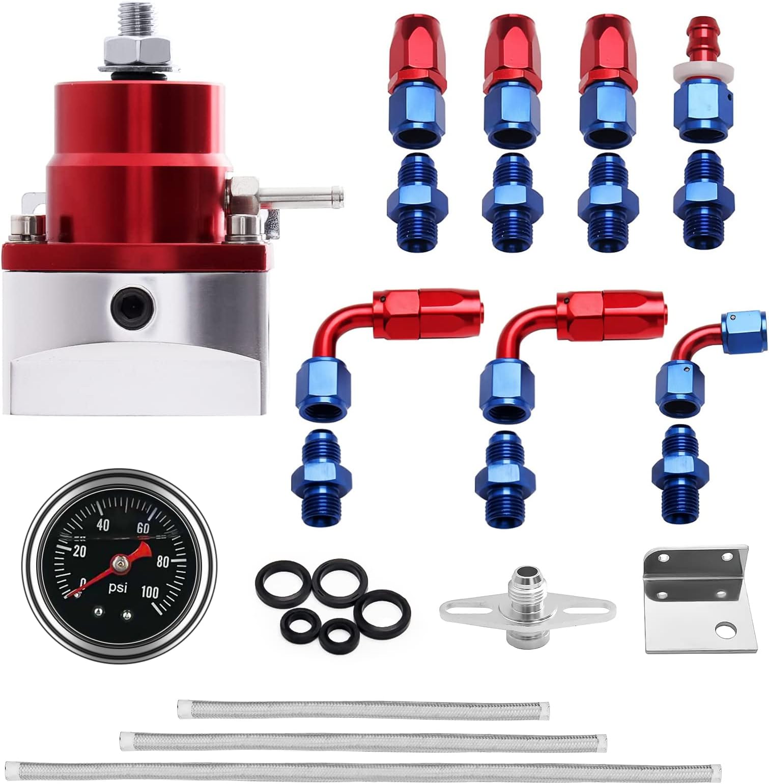 Amazon.com: EFI Fuel Pressure Regulator Kit with Bypass Return 0-100psi ...