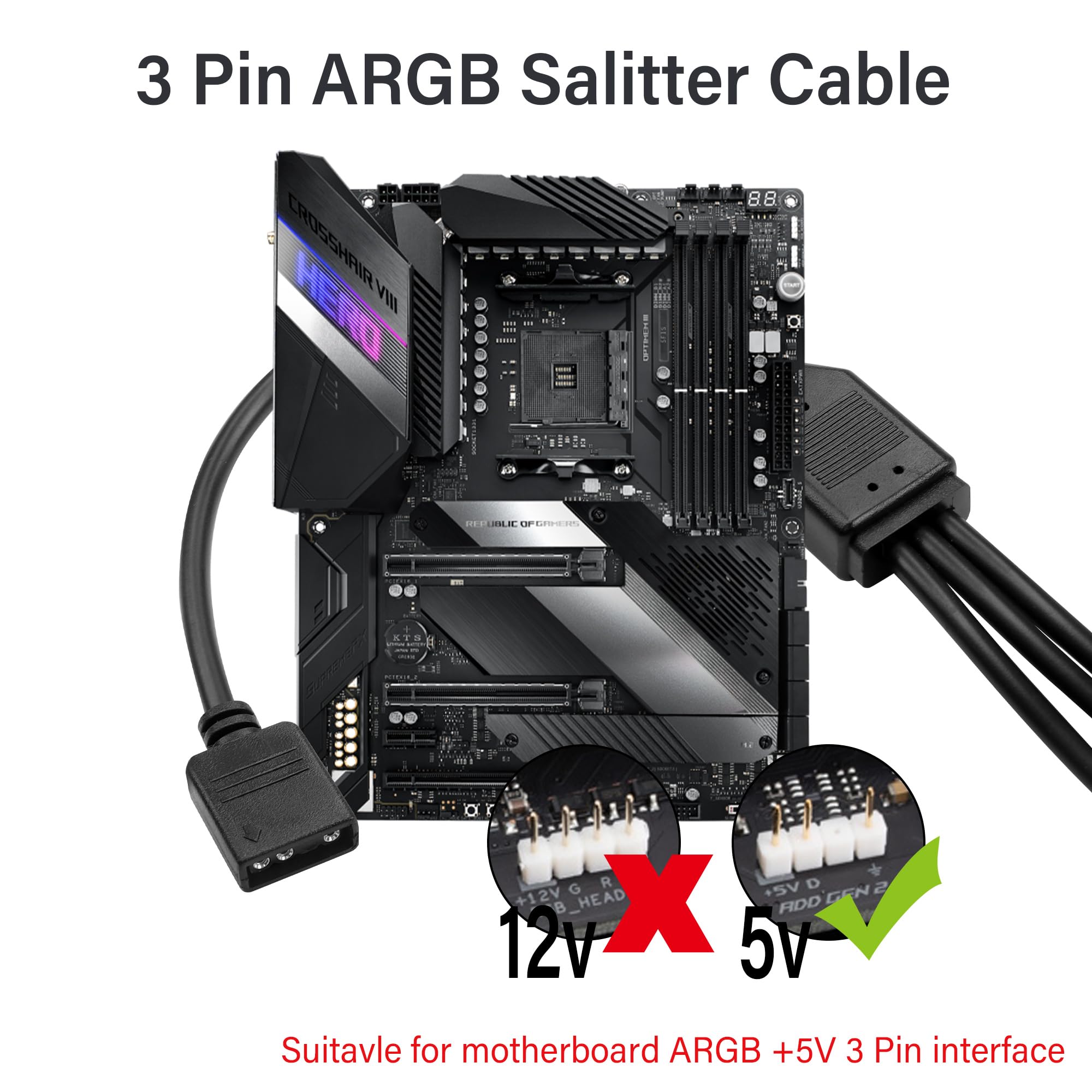 A MEIRIYFA 5V 3 Pin Cable, 1 Female To 4 Male Connectors, 3 Pin ...