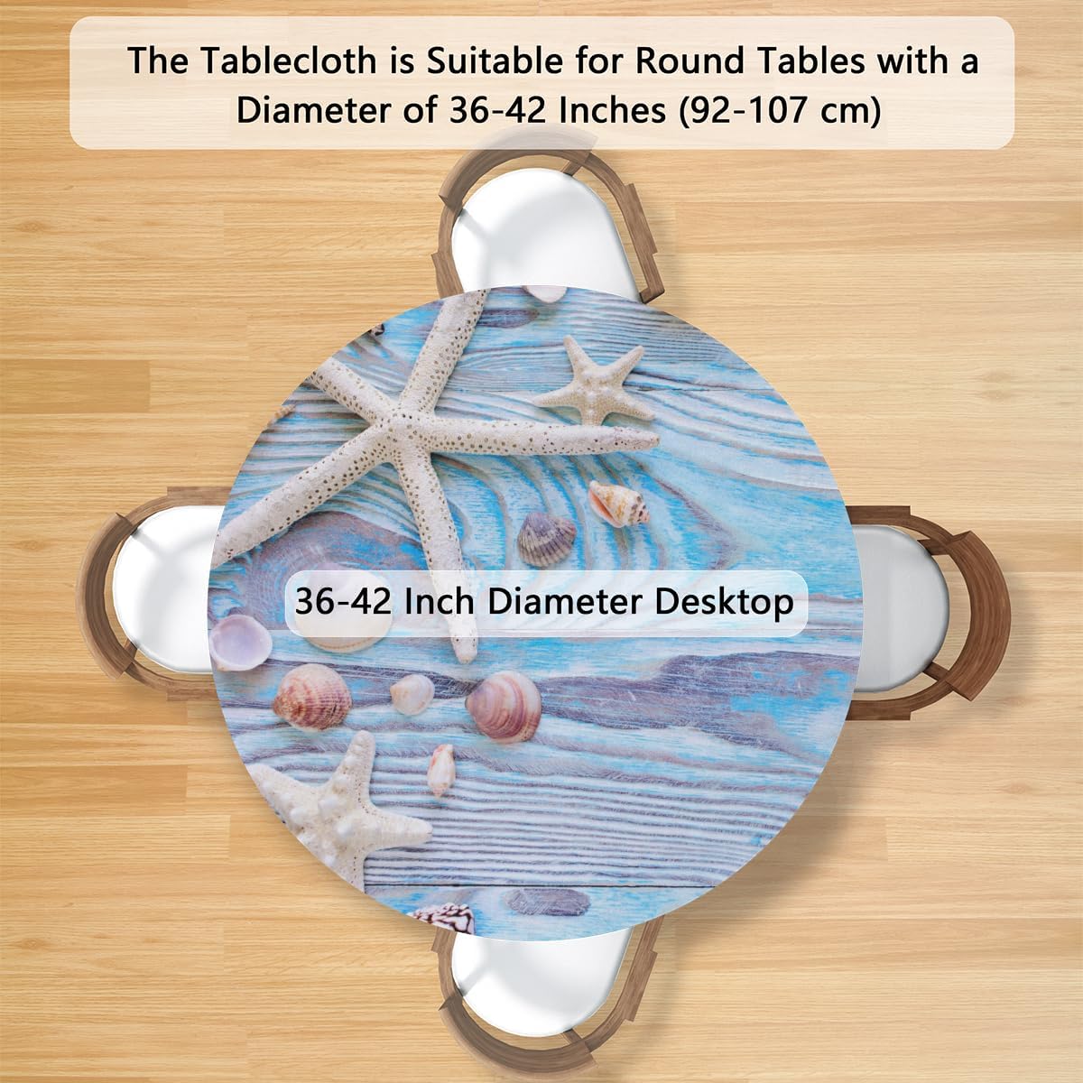 Summer Round Tablecloth with Elastic Edge, Fitted Tablecloths for Round ...