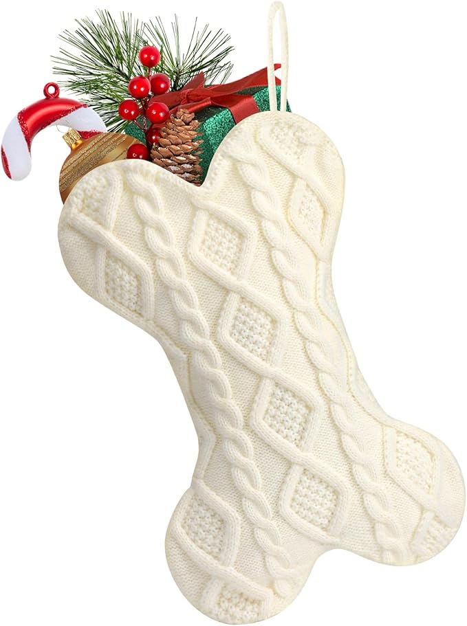 Amazon.com: Hommtina Dog Christmas Stocking, Bone Shape Christmas ...