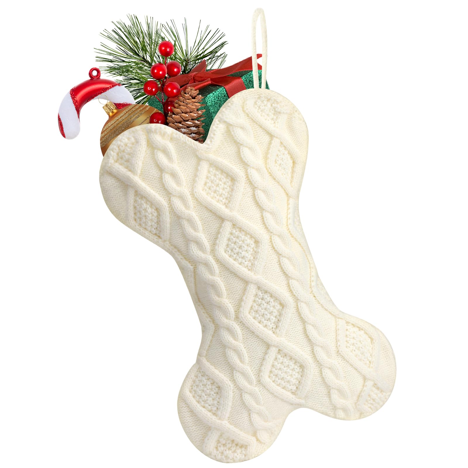 Amazon.com: Hommtina Dog Christmas Stocking, Bone Shape Christmas ...