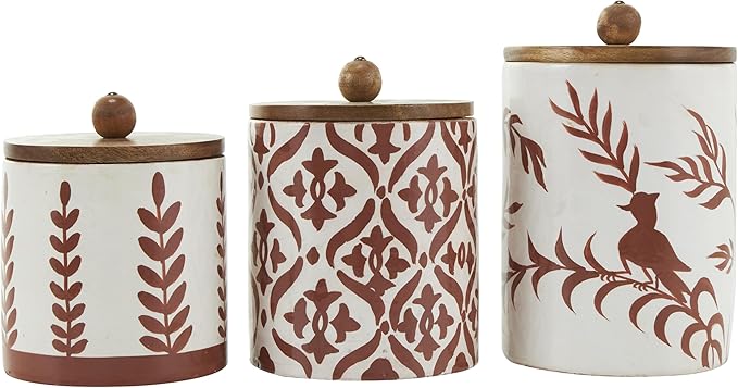 Amazon.com: Deco 79 Ceramic Floral Decorative Canisters Decorative ...
