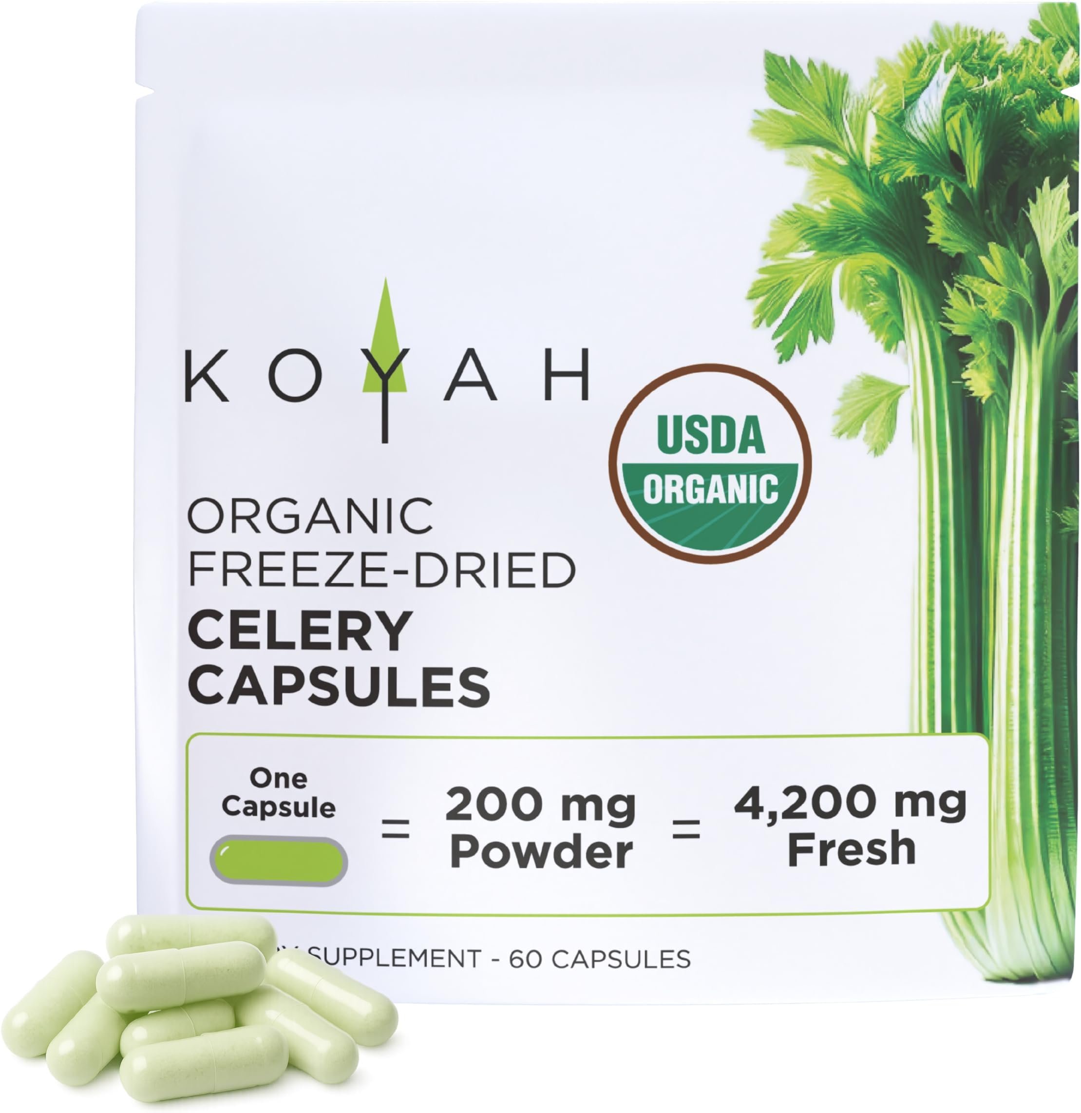 Amazon.com: KOYAH Organic Celery Capsules – 200 mg Freeze-Dried Whole ...