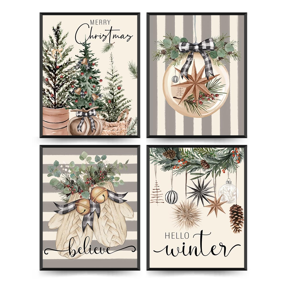 Amazon.com: ETVISO Christmas Decor, Merry Christmas Wall Art Prints Set ...