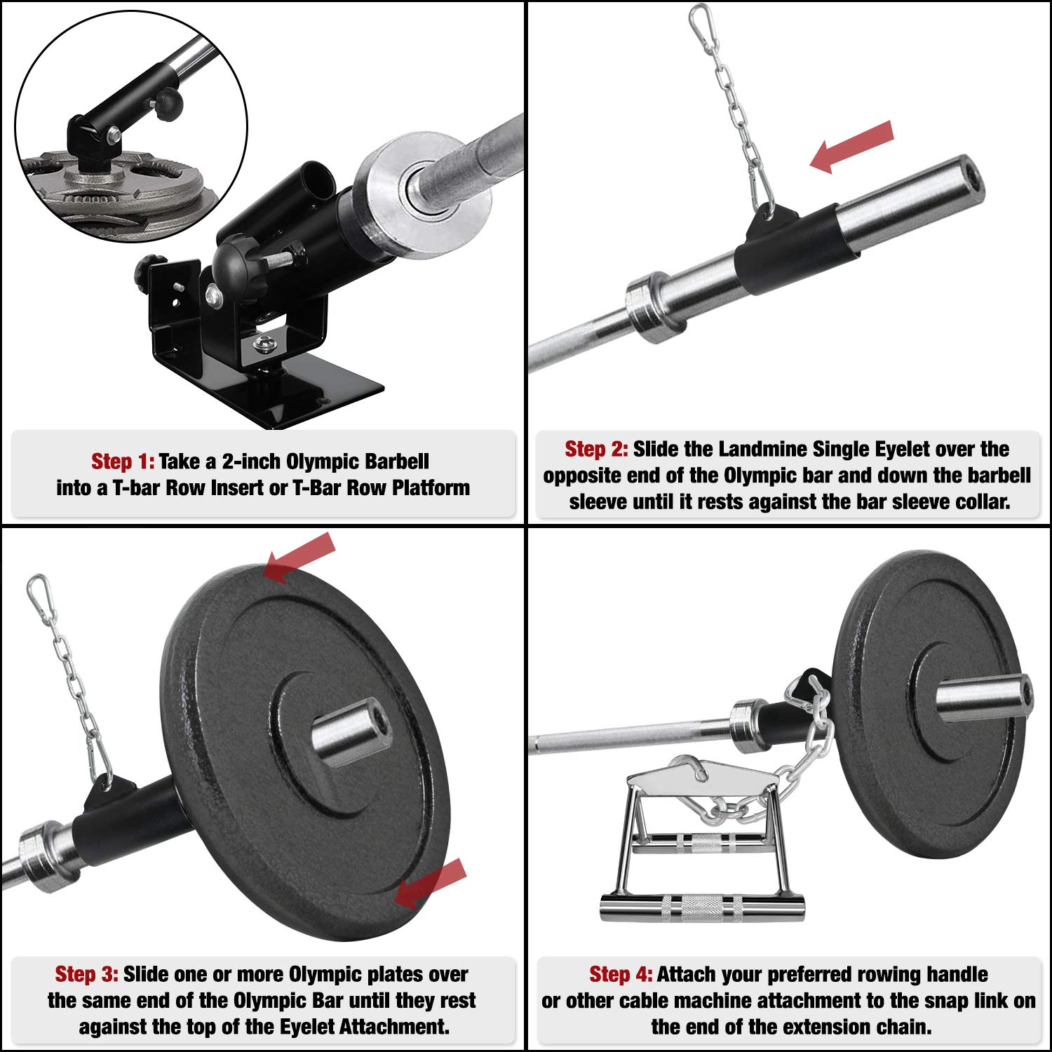 A2ZCARE Single Arm Landmine Handle and Eyelet Landmine Attachment with ...