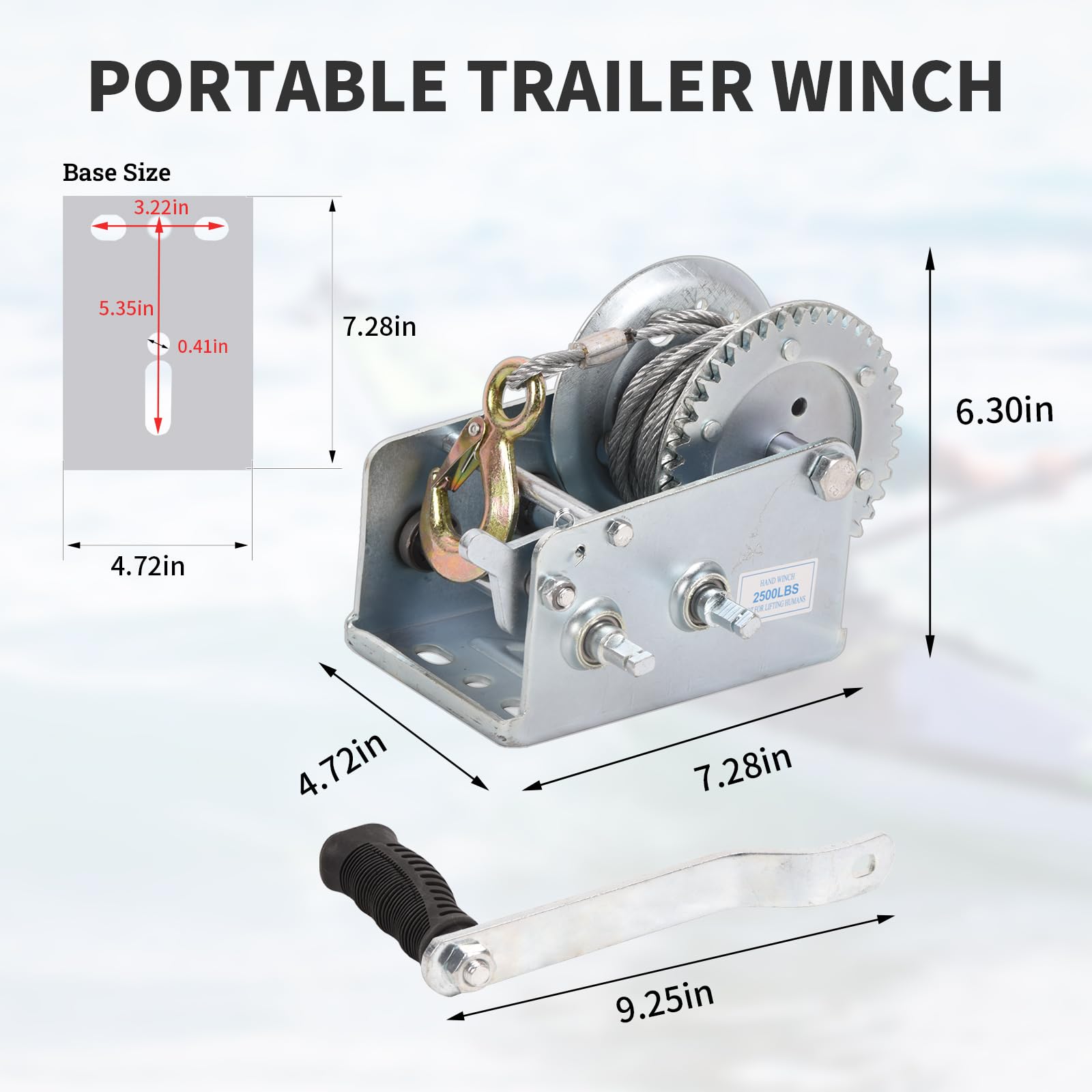 Manual Winch Vevitts 1200lbs Heavy Duty Hand Winch, Hand Crank Winch ...