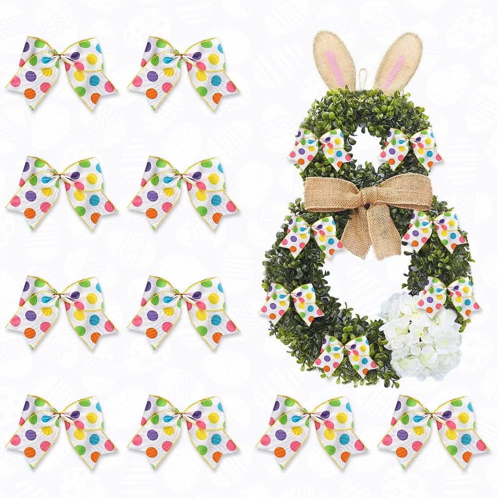 Amazon.com: Hying 2PCS Easter Bows for Wreath, Yellow Easter Egg Wreath ...